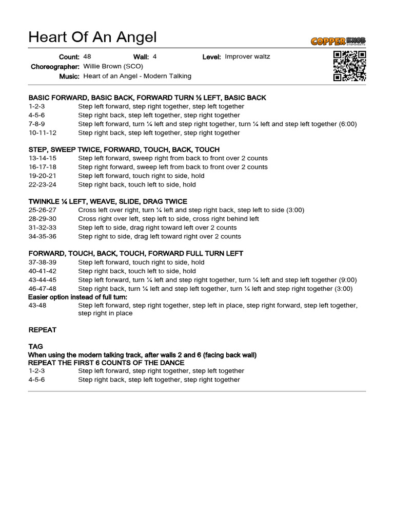 Heart-Of-An-Angel Line Dance Stepsheet | PDF