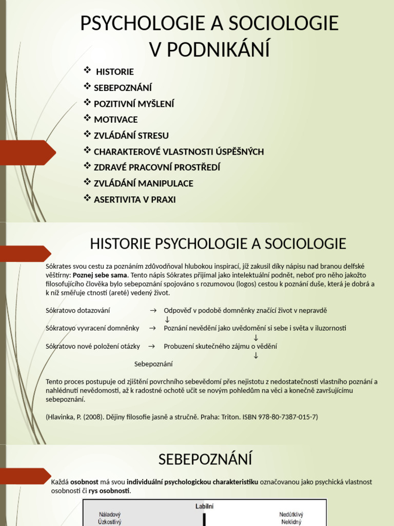 Psychologie A Sociologie V Podnikani 10. Prednaska 111223 | PDF