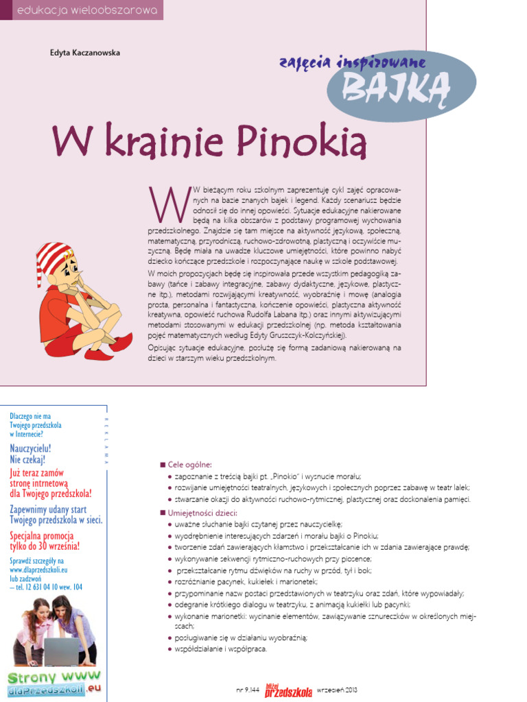 W Krainie Pinokia Zajecia Inspirowane Bajka 144 623c | PDF