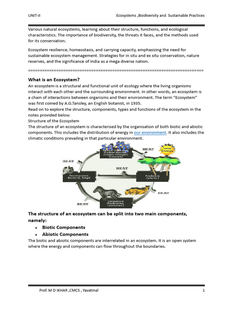Ecosystems and Biodiversity Management | PDF | Ecosystem | Conservation ...