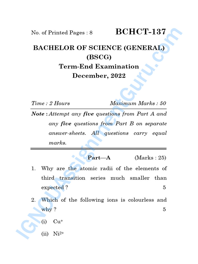 26._Dec_2022 BCHCT-137 IGNOUAssignmentGuru.com | PDF | Gases | Coordination Complex