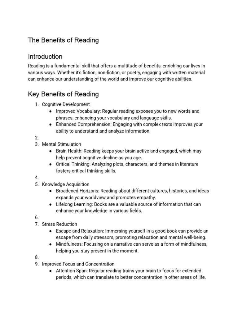 Benefits of Reading for Personal Growth | PDF | Reading Comprehension ...