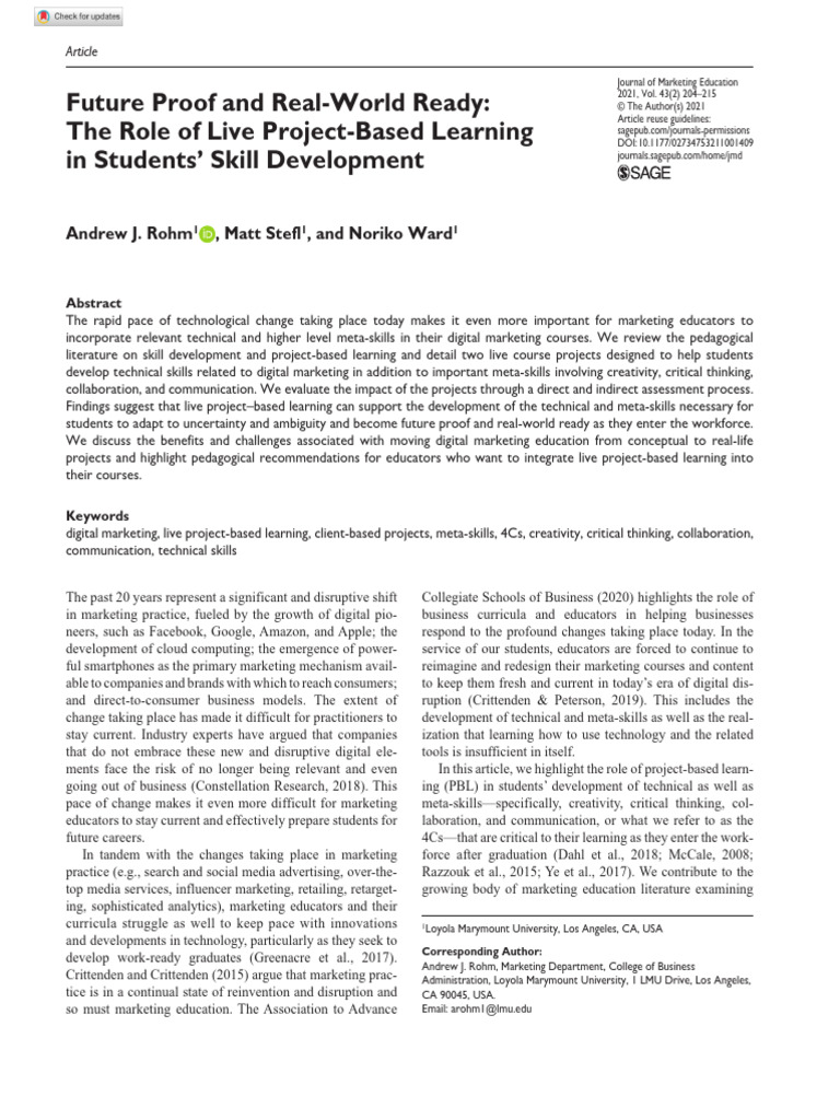 Future Proof and Real-World Ready - The Role of Live Project-Based ...