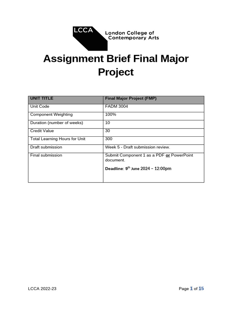 Assignment Brief FMP-2 (1) | PDF | Academic Dishonesty | Artificial ...