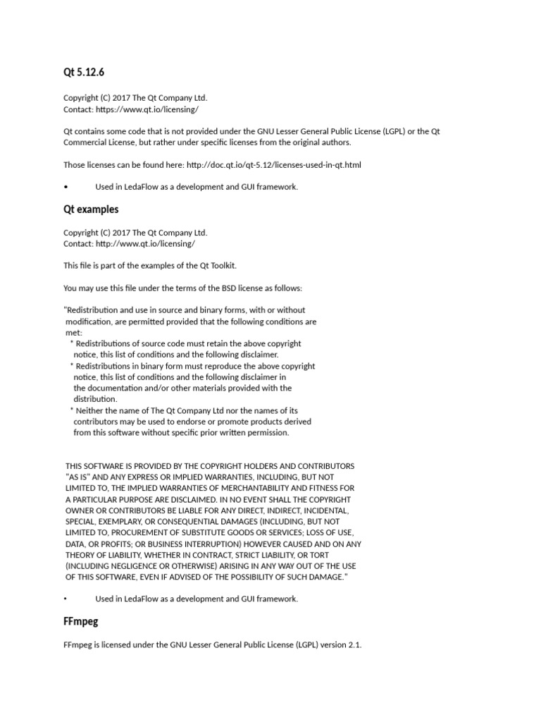 Third-Party Licenses in LedaFlow | PDF | Library (Computing) | Source Code