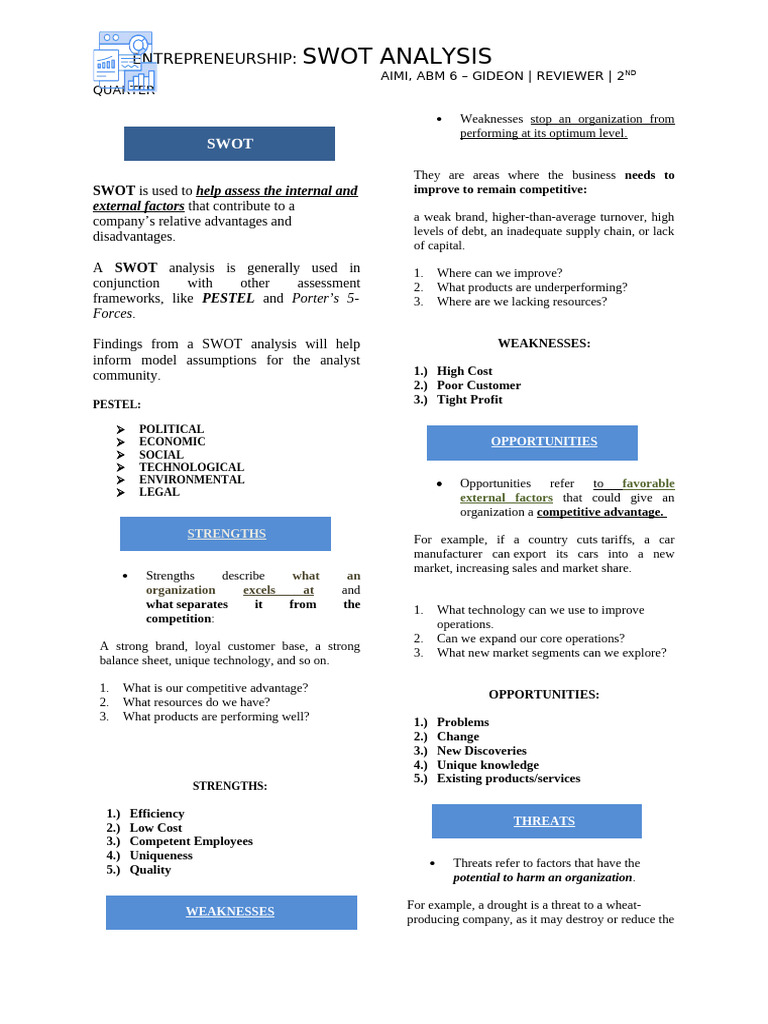 SwotLESSON (AutoRecovered) | PDF | Swot Analysis | Business Economics