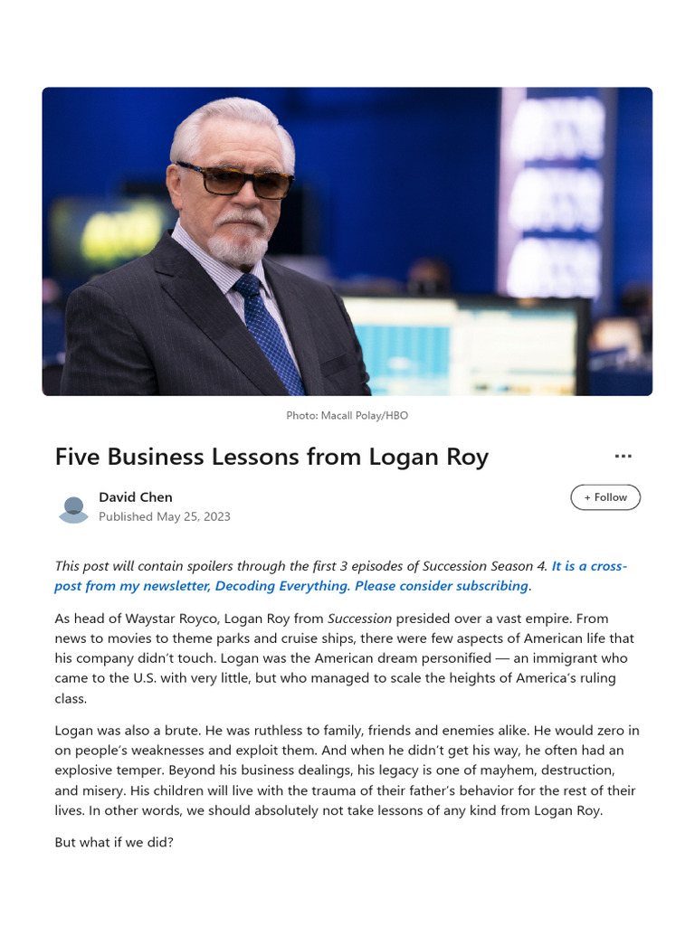 Five Business Lessons From Logan Roy | PDF