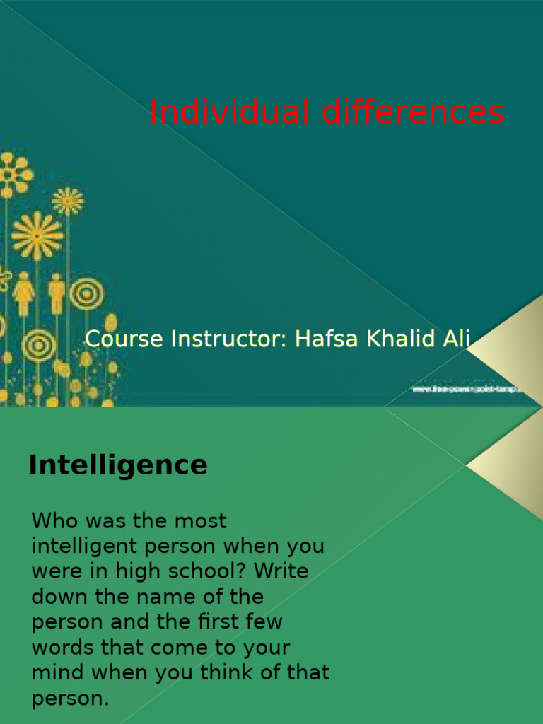 Individual Differences | PDF | Intelligence | Motivational