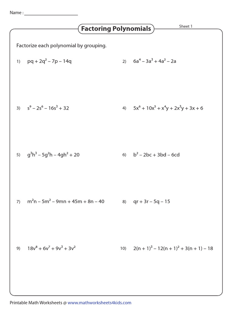 Factoring Polynomials by Grouping | PDF
