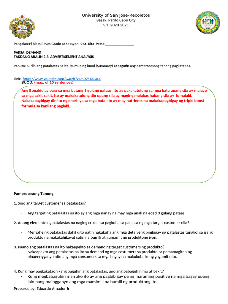 Takdang Aralin2.2adsanalysis | PDF