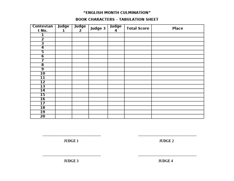English Month Culmination Tabulation Sheet | PDF