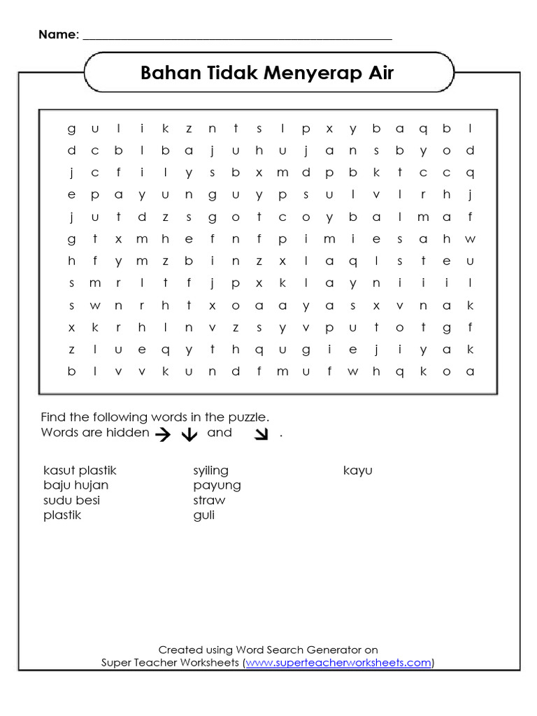 Bahan Tidak Menyerap Air | PDF | Word Puzzles | Puzzles