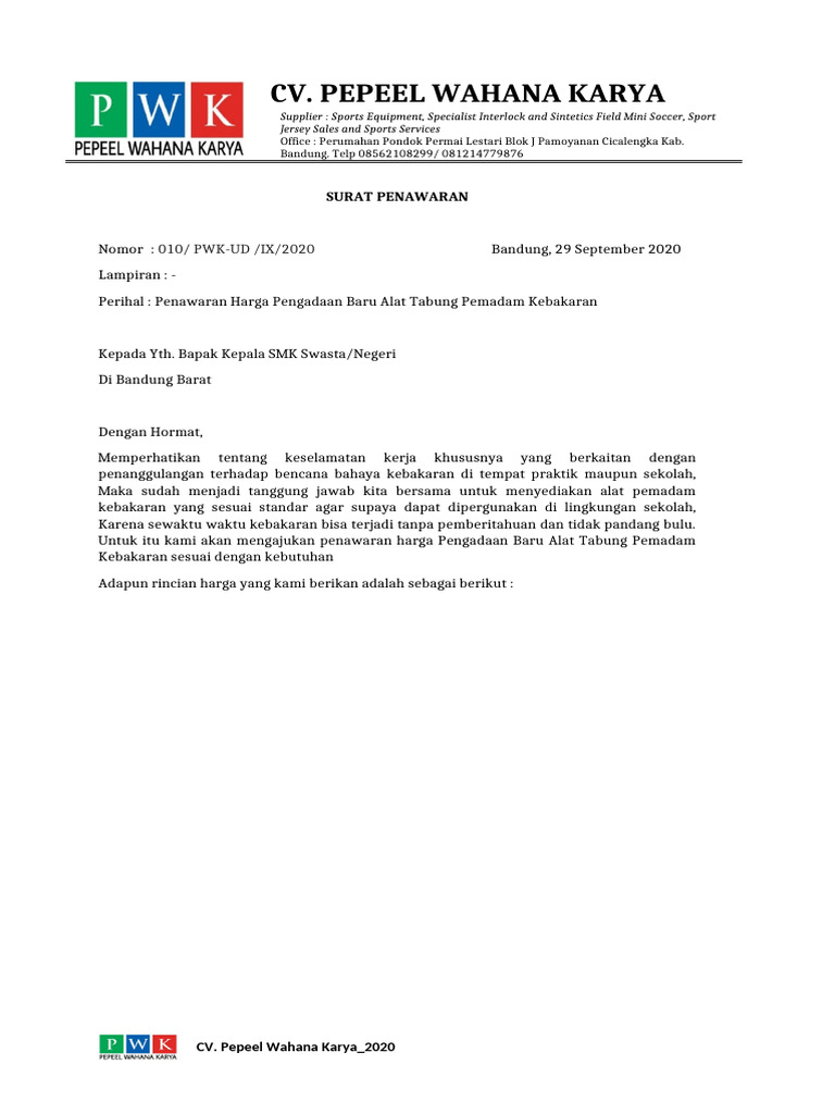 Surat Penawaran APAR | PDF
