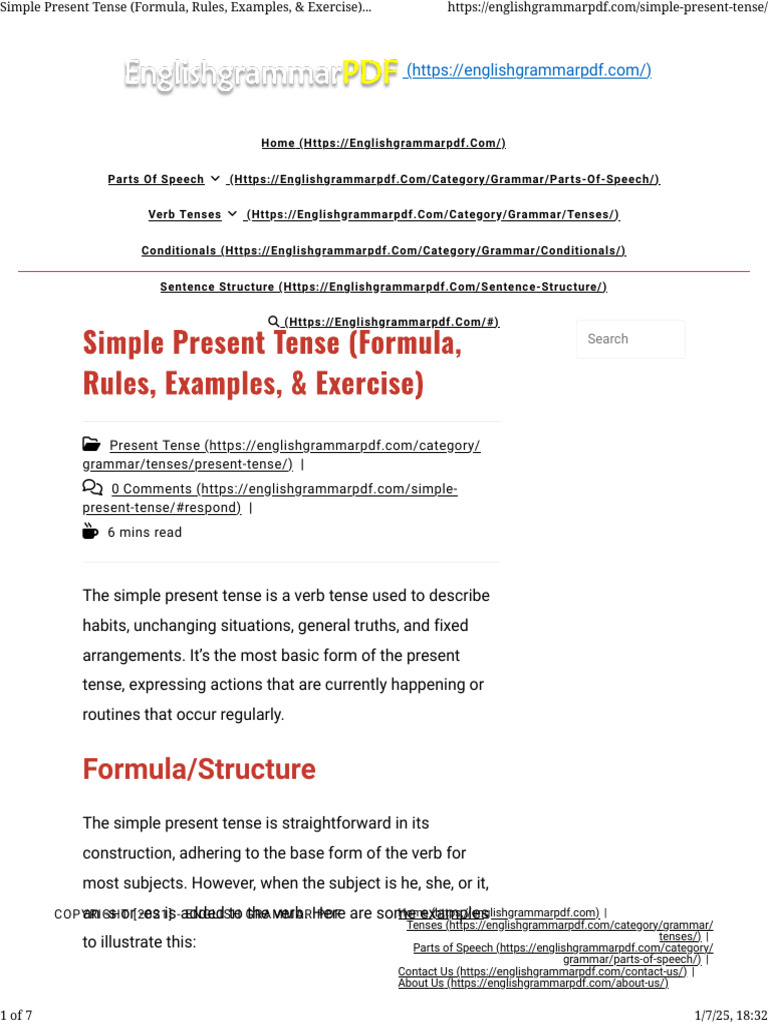 Simple Present Tense (Formula, Rules, Examples, & Exercise) - English ...