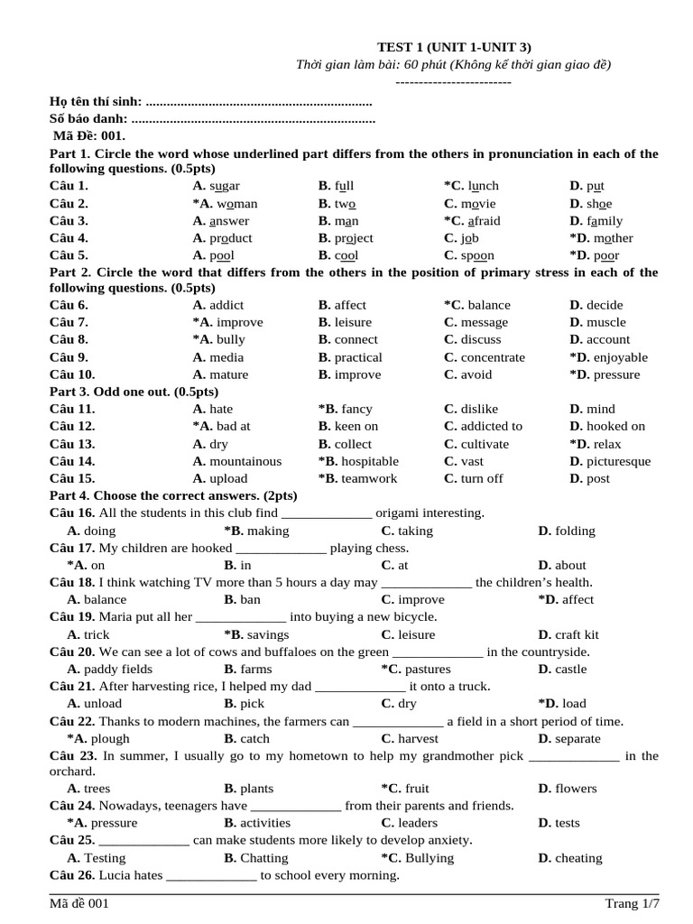 001 Test 1 (Unit 1-Unit 3) 20 08 2024 | PDF | Social Media | Popular ...
