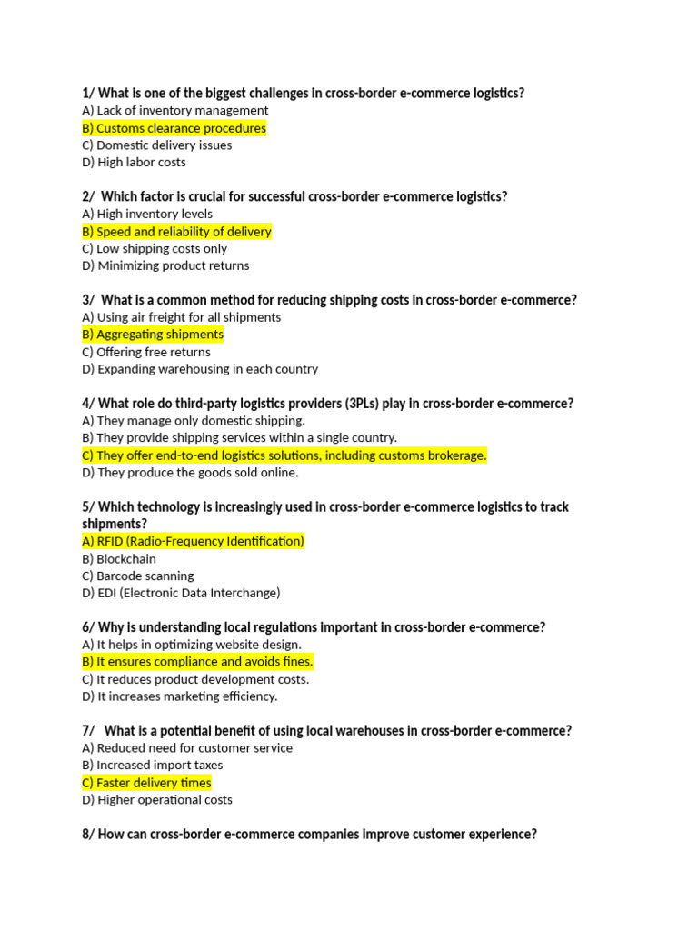 30-câu | PDF | E Commerce | Logistics