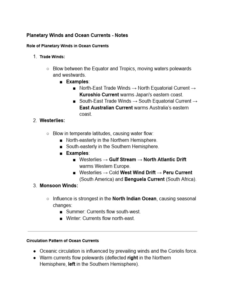Planetary Winds and Ocean Currents Explained | PDF | Ozone Depletion ...