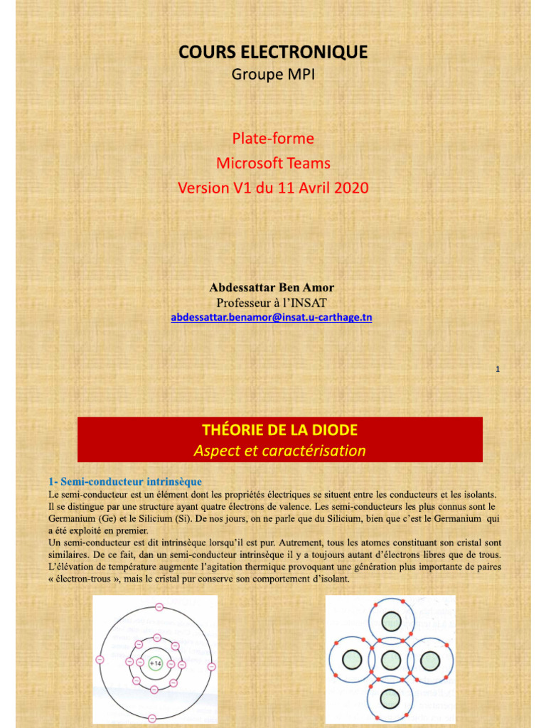 Cours Electronique-Partie 1 | PDF