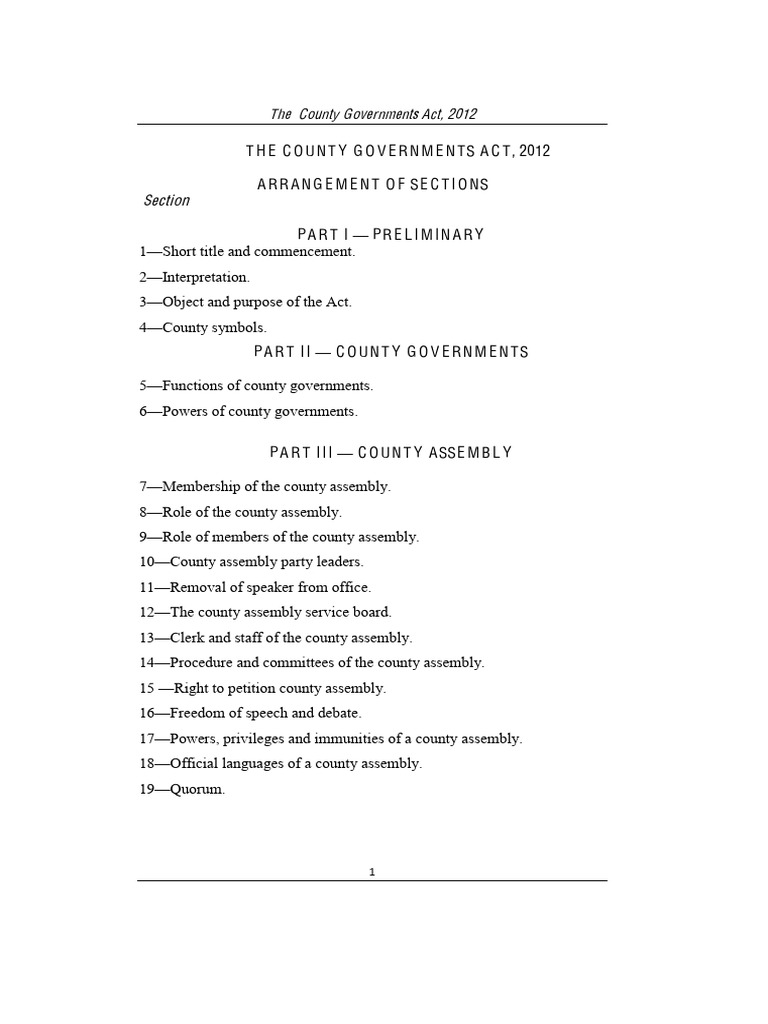 County Governments Act Overview 2012 | PDF | Parliamentary Procedure ...