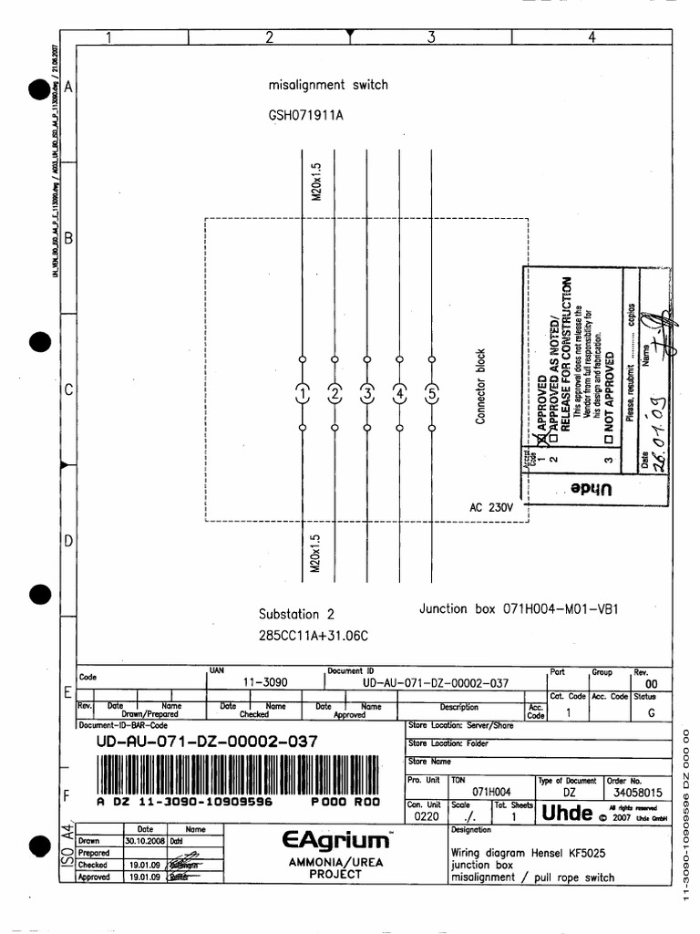 UD-AU-071-DZ-00002-037 - 000 - 00 - Wiring Diagram Hensel KF5025 Junction Box Misalignment-Pull ...