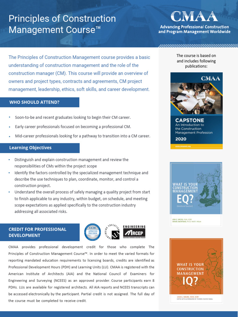 Principles of Construction Management Course Flier | PDF | Construction ...
