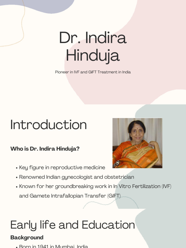 Dr. Indira Hinduja: IVF Pioneer in India | PDF | In Vitro Fertilisation ...