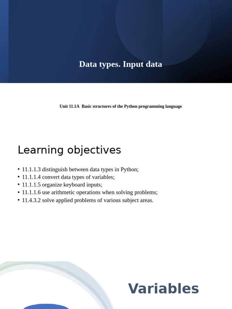 Data Types Input Data Pdf Data Type Variable Computer Science
