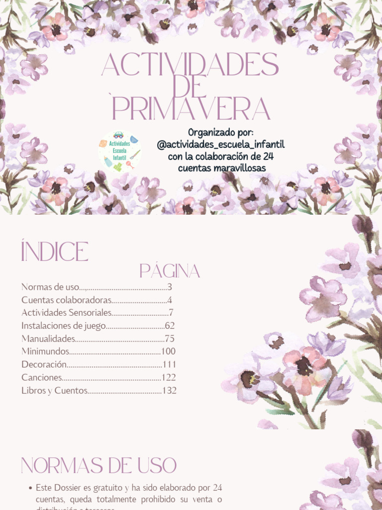 Actividades Primaverales para Niños | PDF | Pinturas | Papel