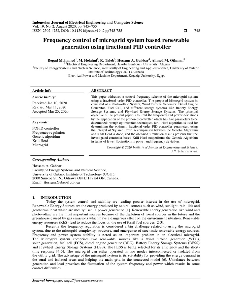 Frequency Control of Microgrid System Ba | PDF | Control Theory ...