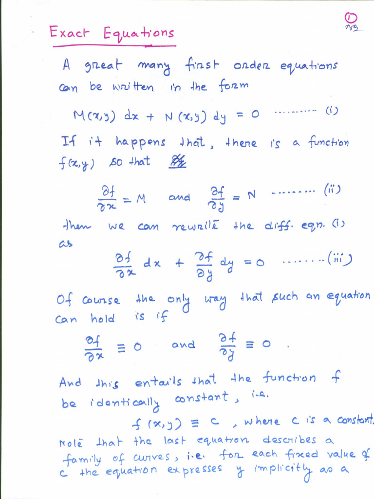 Exact Eqns | PDF