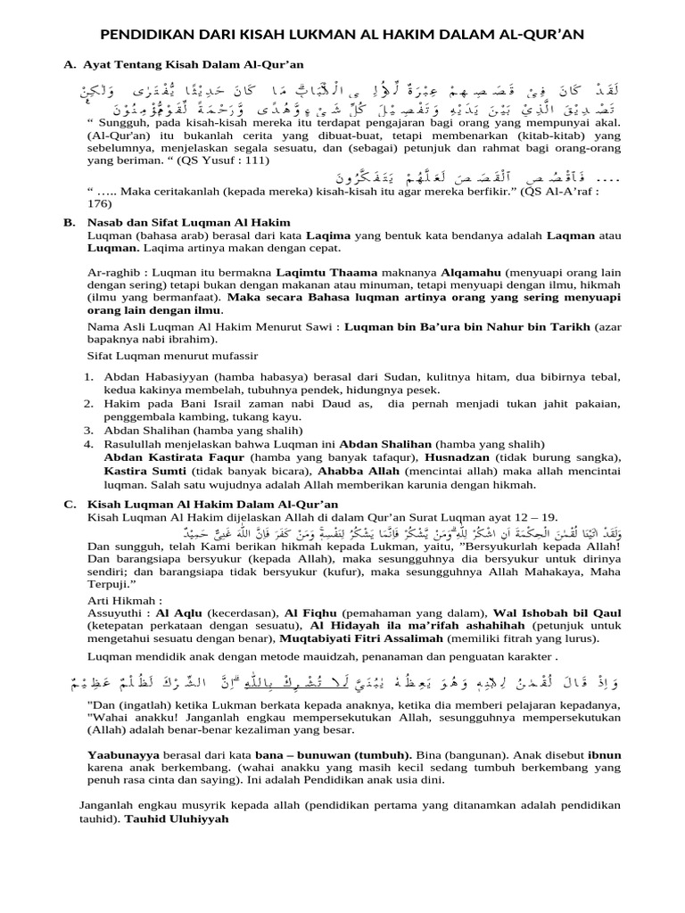 Pelajaran Dari Kisah Lukman Al Hakim | PDF