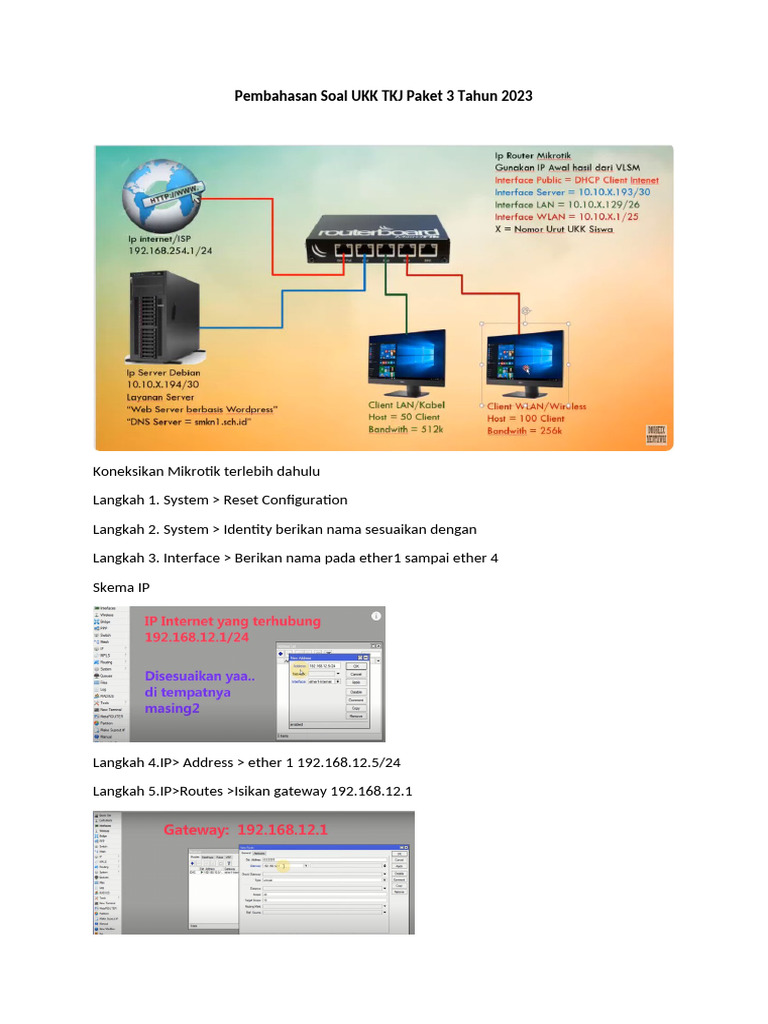 Pembahasan Soal UKK TKJ Paket 3 Tahun 2023 | PDF