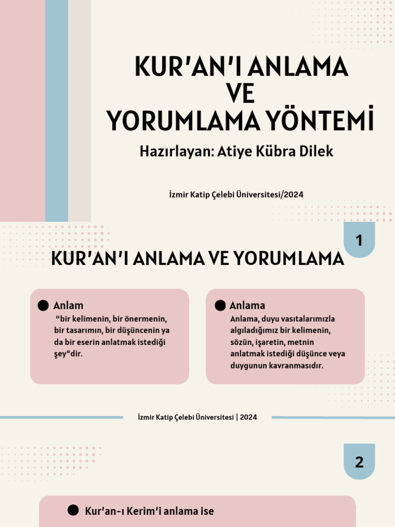 Kur'an'i Anlama Ve Yorumlama Yöntemi̇ | PDF