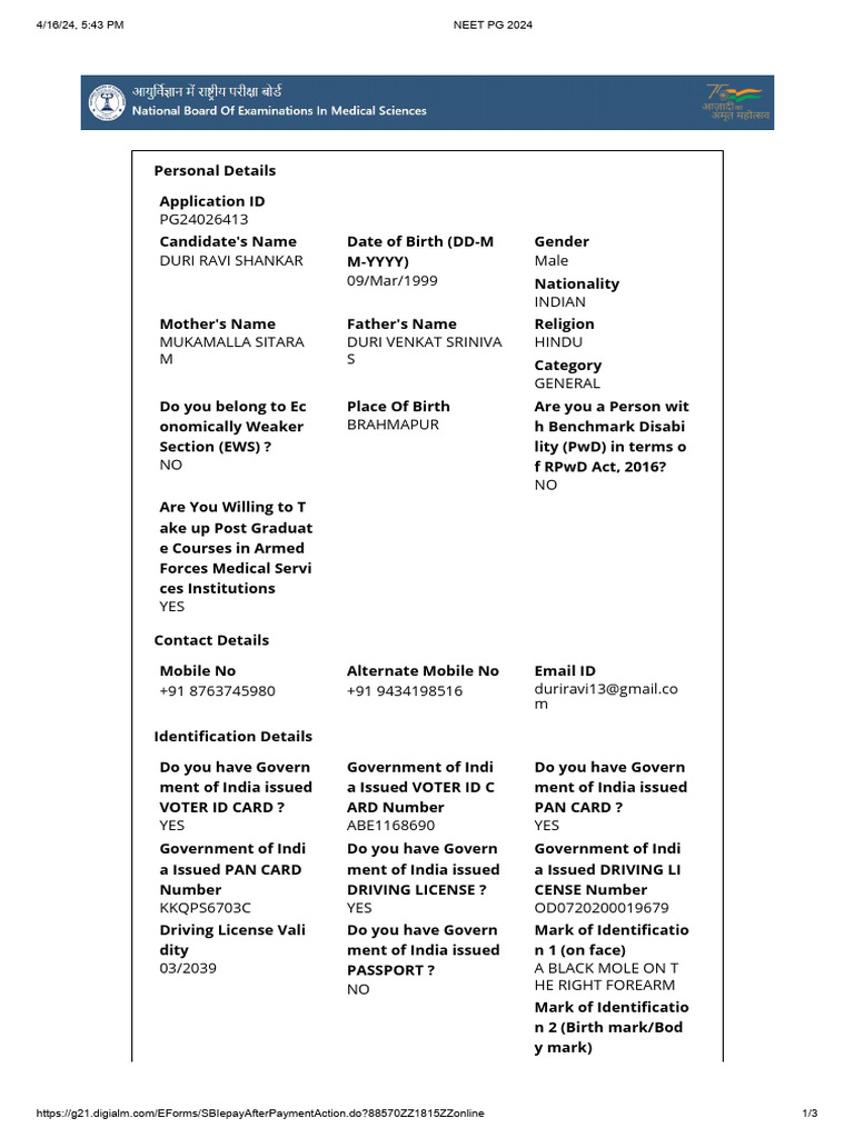 Neet Pg 2024 | PDF | Identity Document | Government And Personhood
