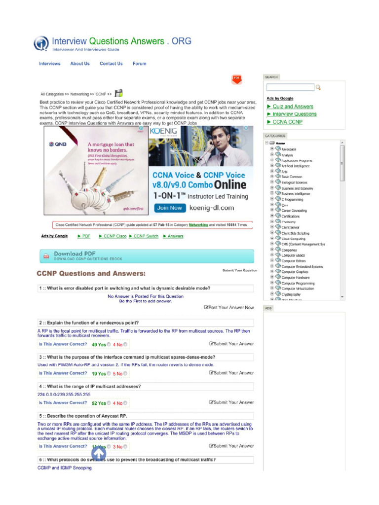 CCNP Interview Q&A Guide | PDF