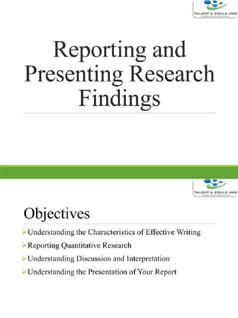 Reporting and Sharing Findings | PDF