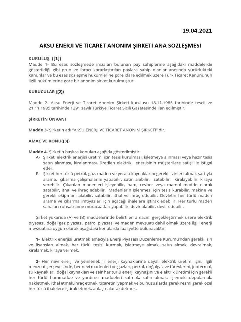 Aksu Enerji Ana Sözle_me 02052024 | PDF