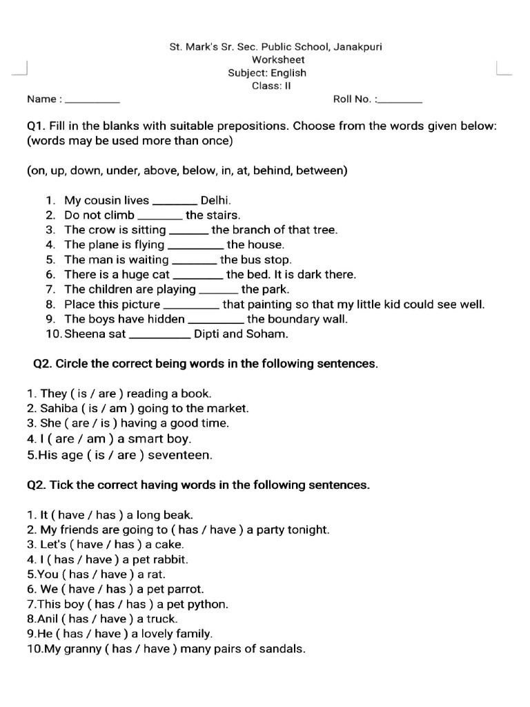 Grade 2 Learning Worksheet | PDF