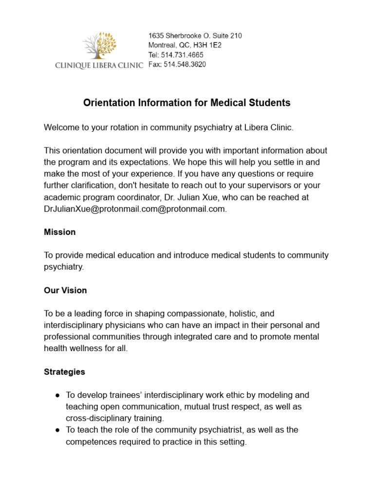 Orientation Libera Clinic - Medical students - Google Docs | PDF ...