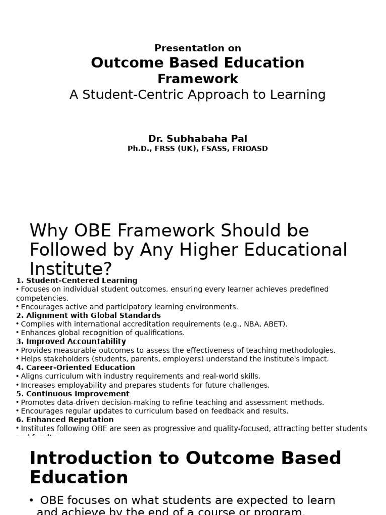 Presentation On Outcome Based Education Framework | PDF | Statistics ...