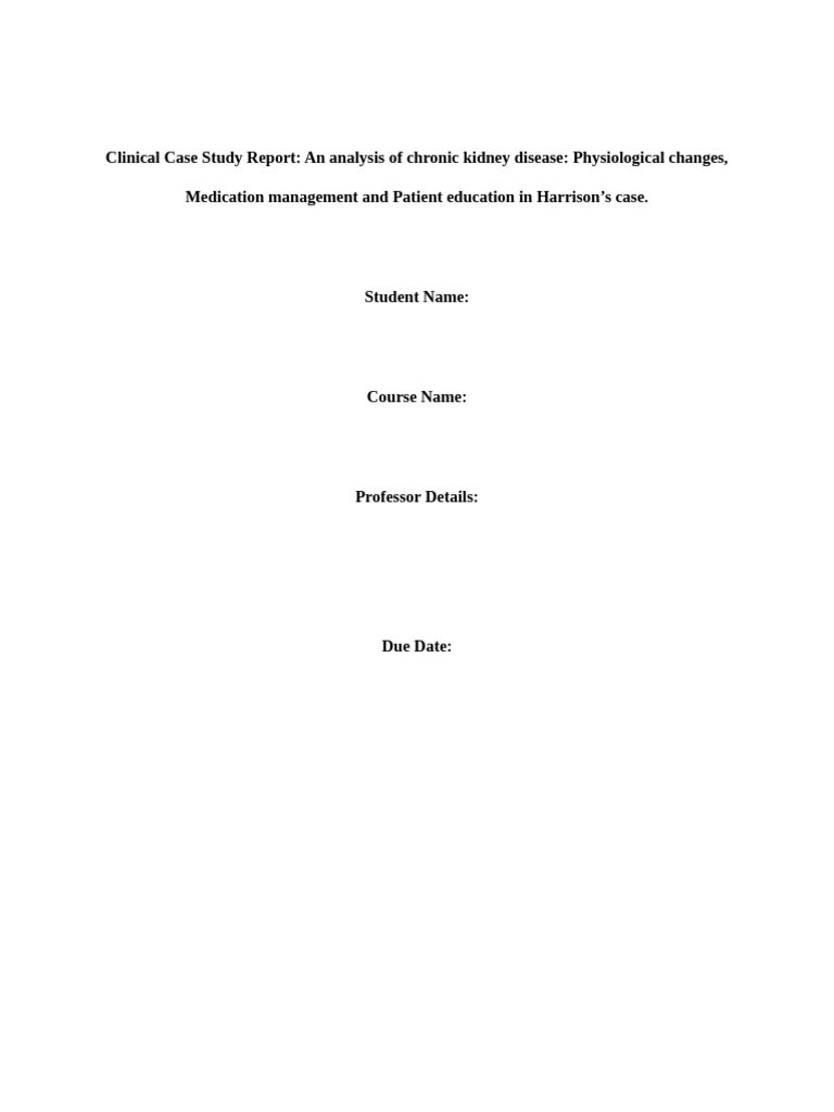Chronic Kidney Disease Case Study Analysis | PDF | Chronic Kidney ...