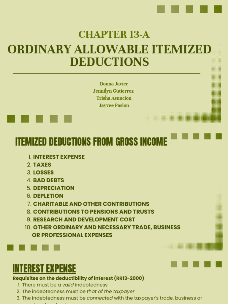 Chapter 13 A | PDF | Tax Deduction | Expense