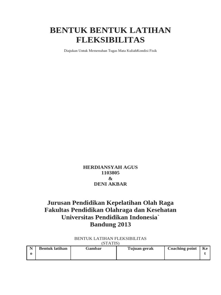 Bentuk Latihan Flexibility | PDF