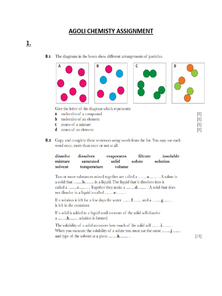 Agoli Chemisty Assignment | PDF
