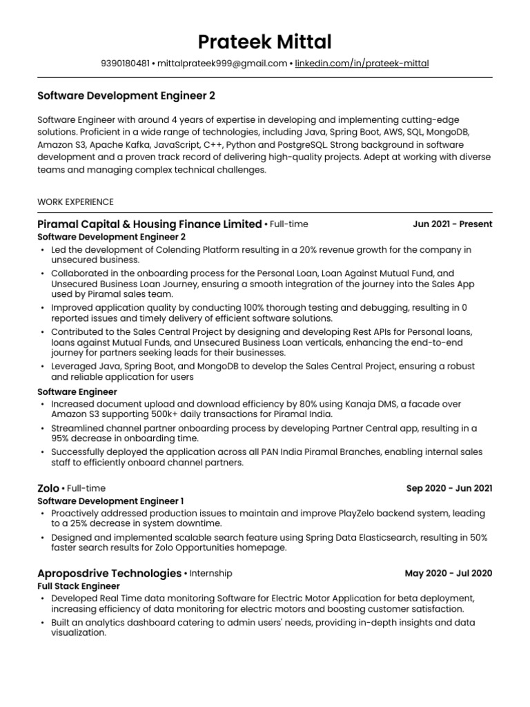 PrateekMittal_Resume | PDF | Software | Computing
