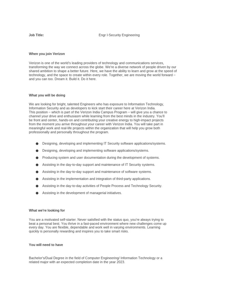 Job Description 3 | PDF | Computing