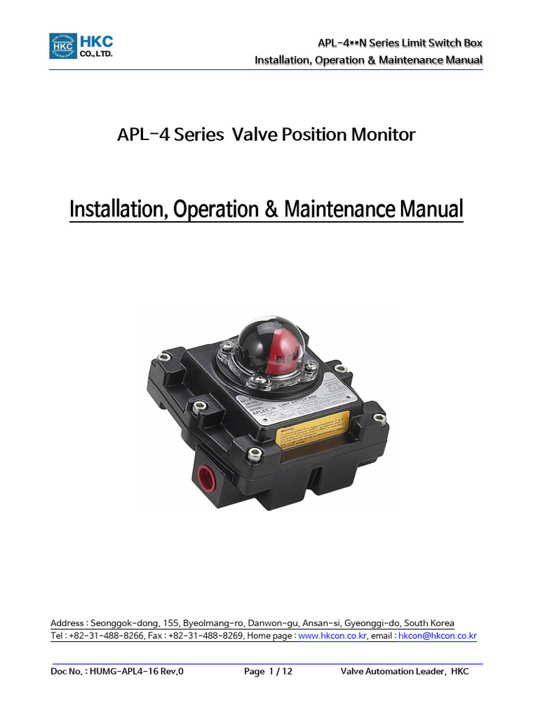 Operating_Manual_APL-4 | PDF | Switch | Valve