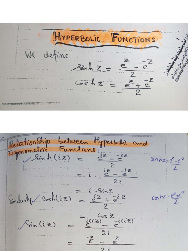 Hyperbolic and Log Fun | PDF