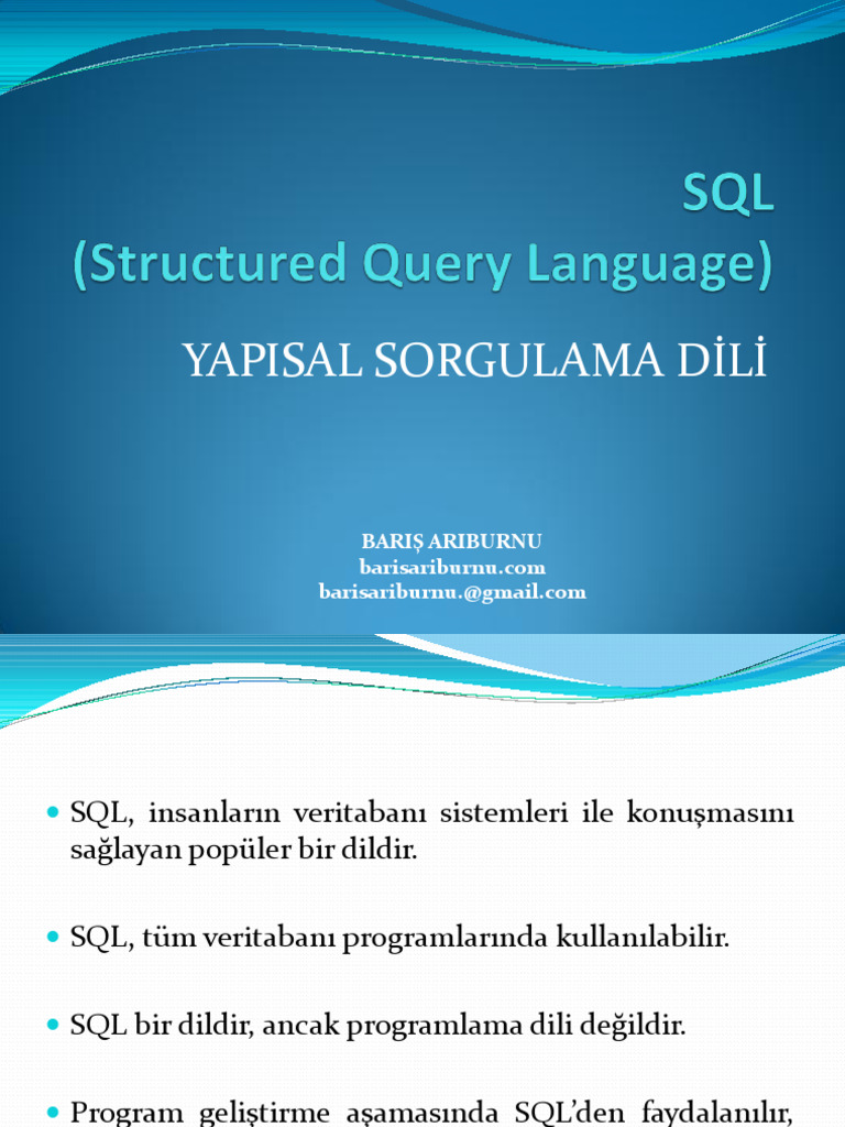 Vtys-SQL Yapisal Sorgulama Dili | PDF