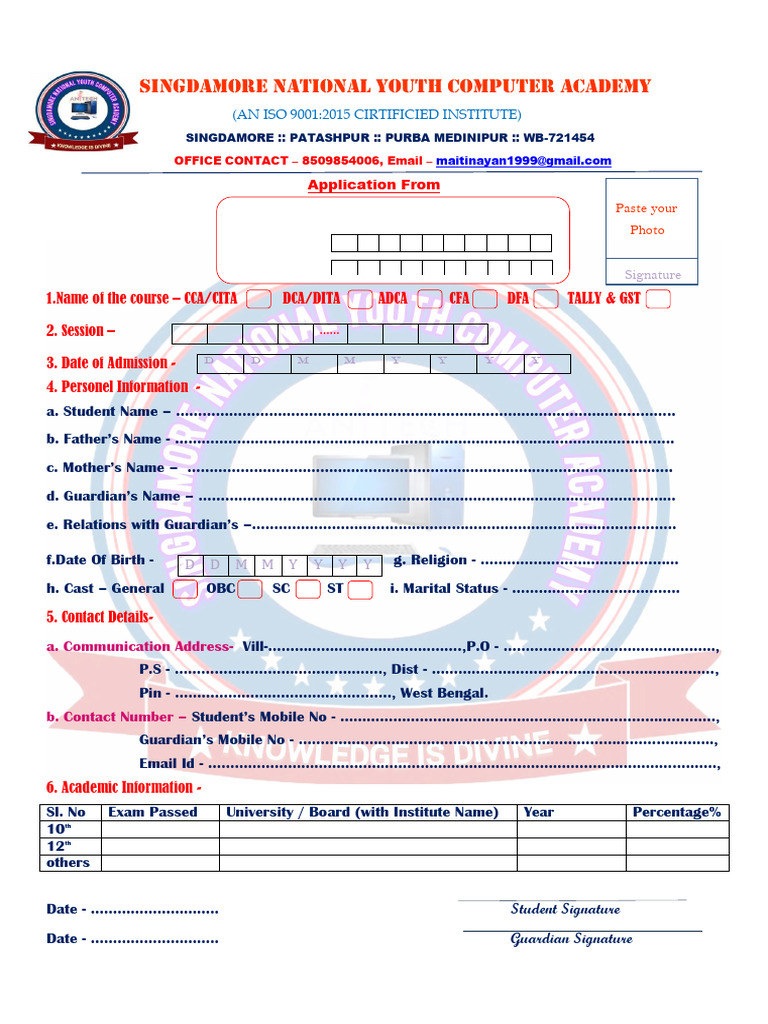 Singdamore National Youth Computer Academy | PDF